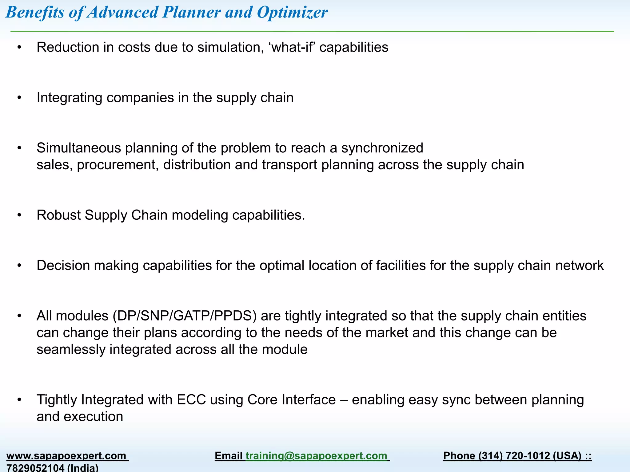 Supply Chain Planning and SAP APO Overview | PPTX