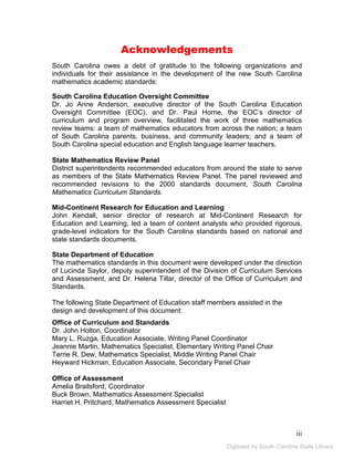 SC Math Academic Standards | PDF