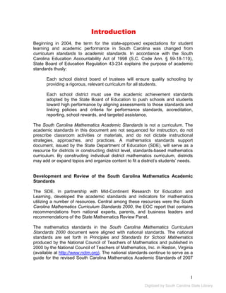 SC Math Academic Standards | PDF