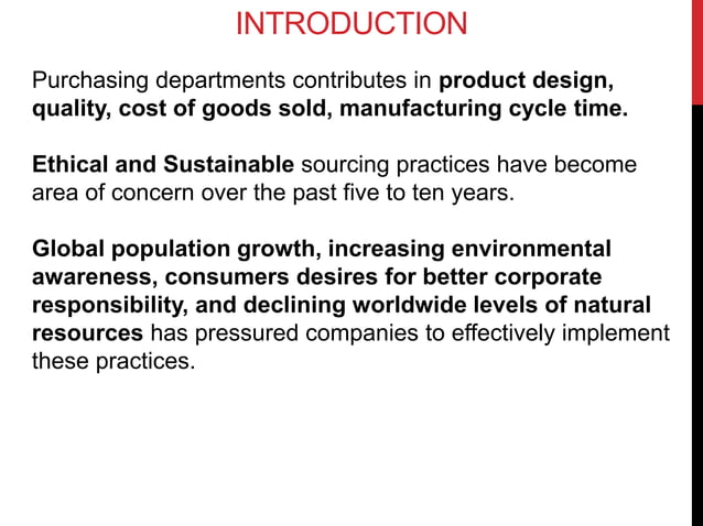 ETHICAL AND SUSTAINABLE SOURCING | PPTX | Green Solutions | Business