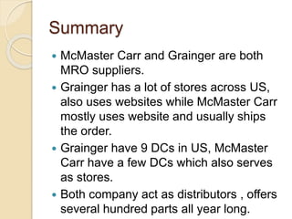 GRAINGER AND MCMASTER CARR – MAINTENANCE REPAIR AND OPERATION SUPPLIERS ...