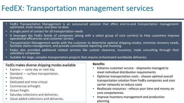 FedEX- Supply Chain Management | PPTX | Air Travel | Travel Type