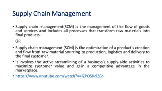 Introduction to supply chain management subject | PPTX