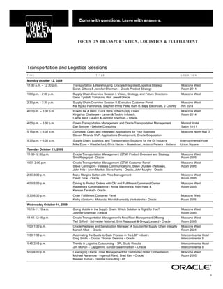 Scm Oracle Open World Program 2009 | PDF