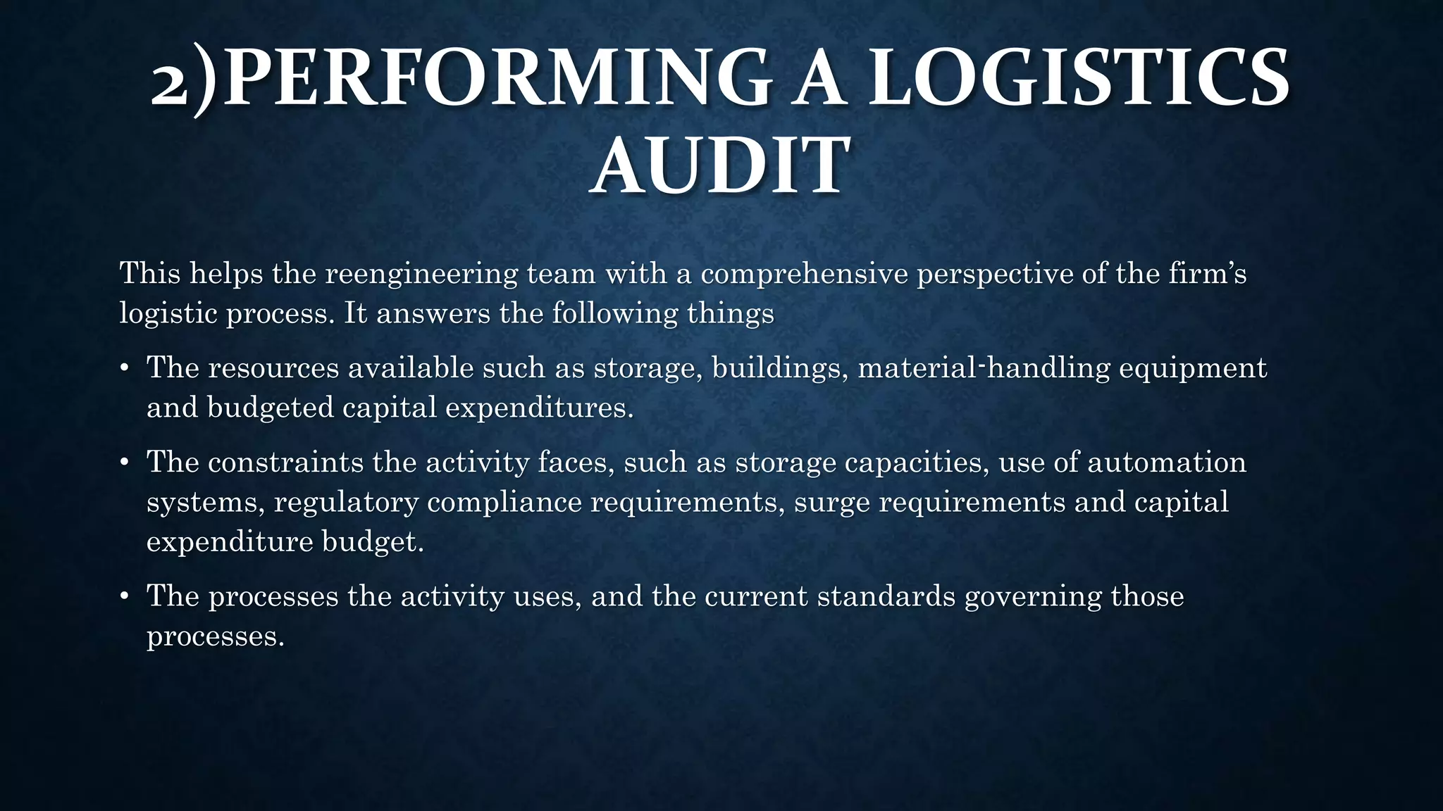 Supply Chain Management- Logistics Audit | PPTX