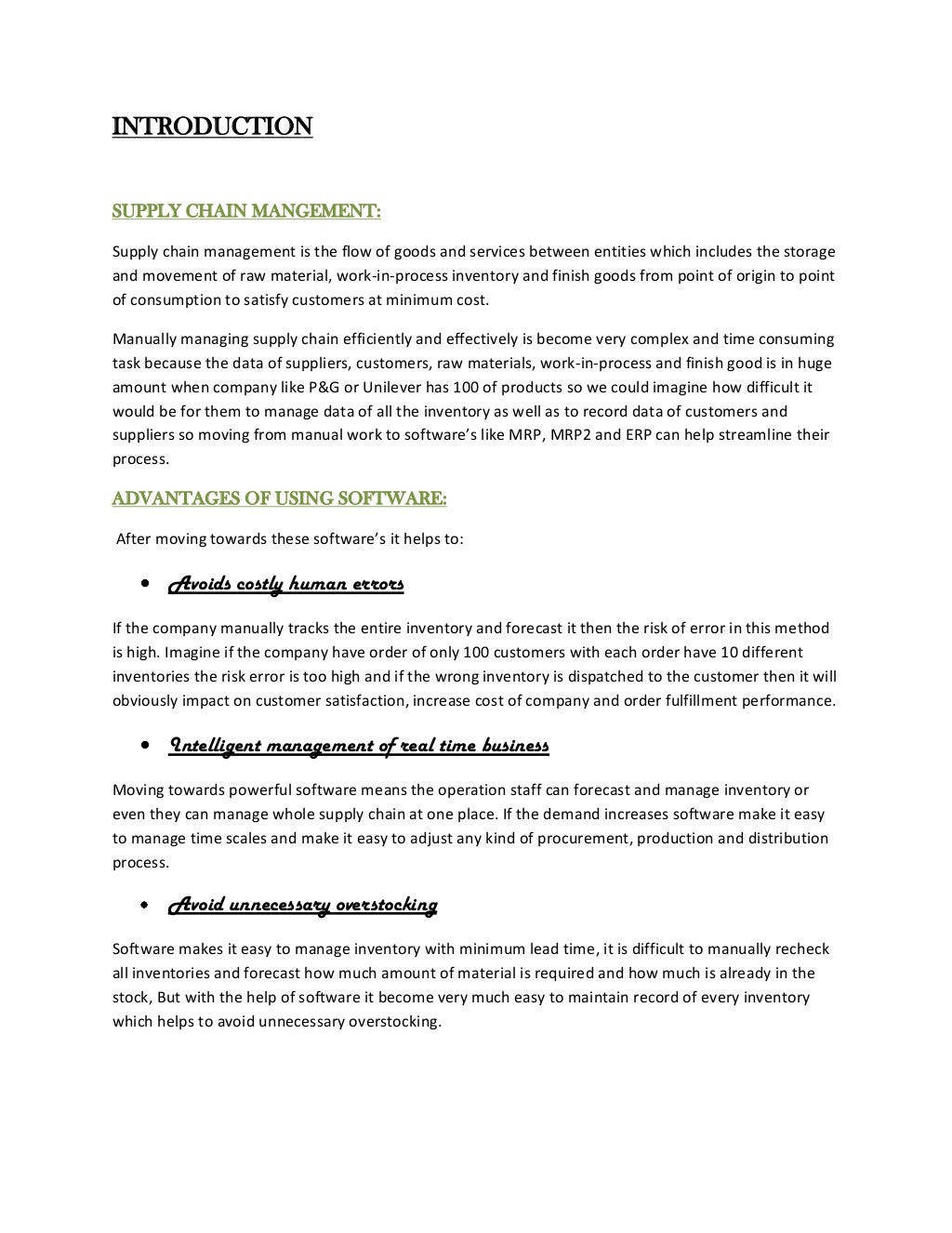 MRP, MRP2 and ERP system in supply chain