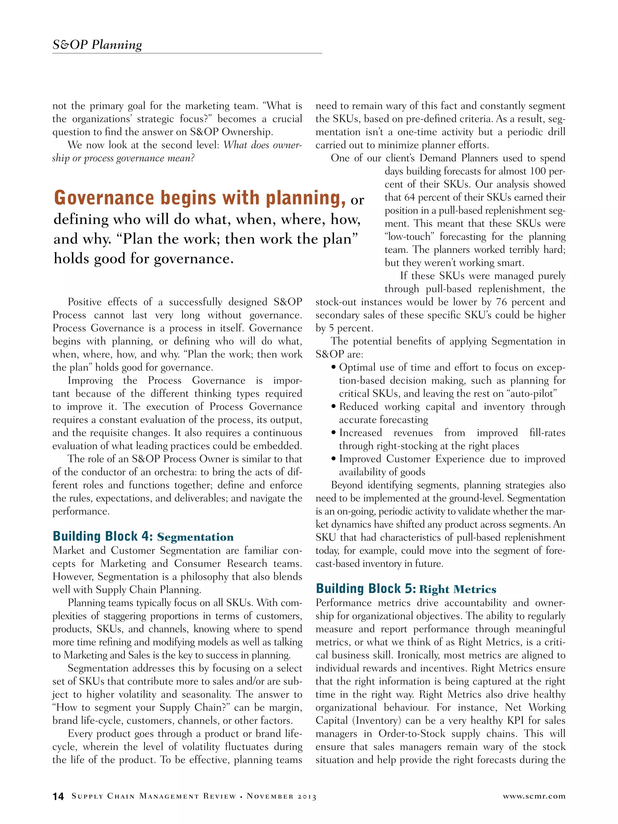 Building blocks of Sales & Operations Planning (S&OP) | PDF