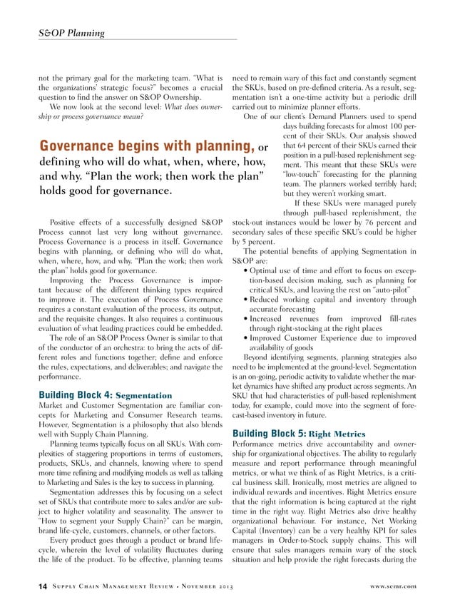 Building blocks of Sales & Operations Planning (S&OP) | PDF