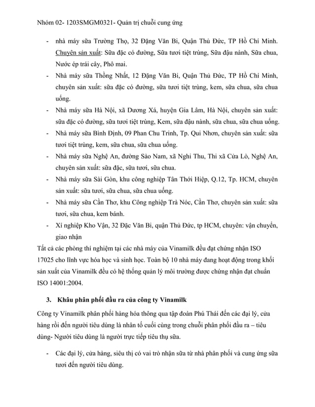 bài thảo luận về chuỗi cung ứng sữa vinamilk | DOCX