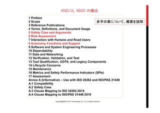 Uber 社の自動運転車の安全保証のための Safety Case Framework と ANSI/UL 4600 との適合性ギャップ分析 ...