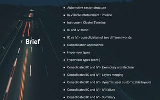 Consolidation of Instrument Cluster and In Vehicle Infotainment | PPTX