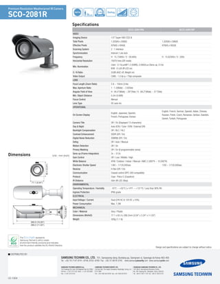 Samsung Techwin SCO-2081R Data Sheet | PDF