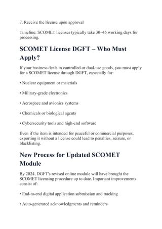 SCOMET License Under DGFT – Mandatory for Controlled Item Exports | PDF