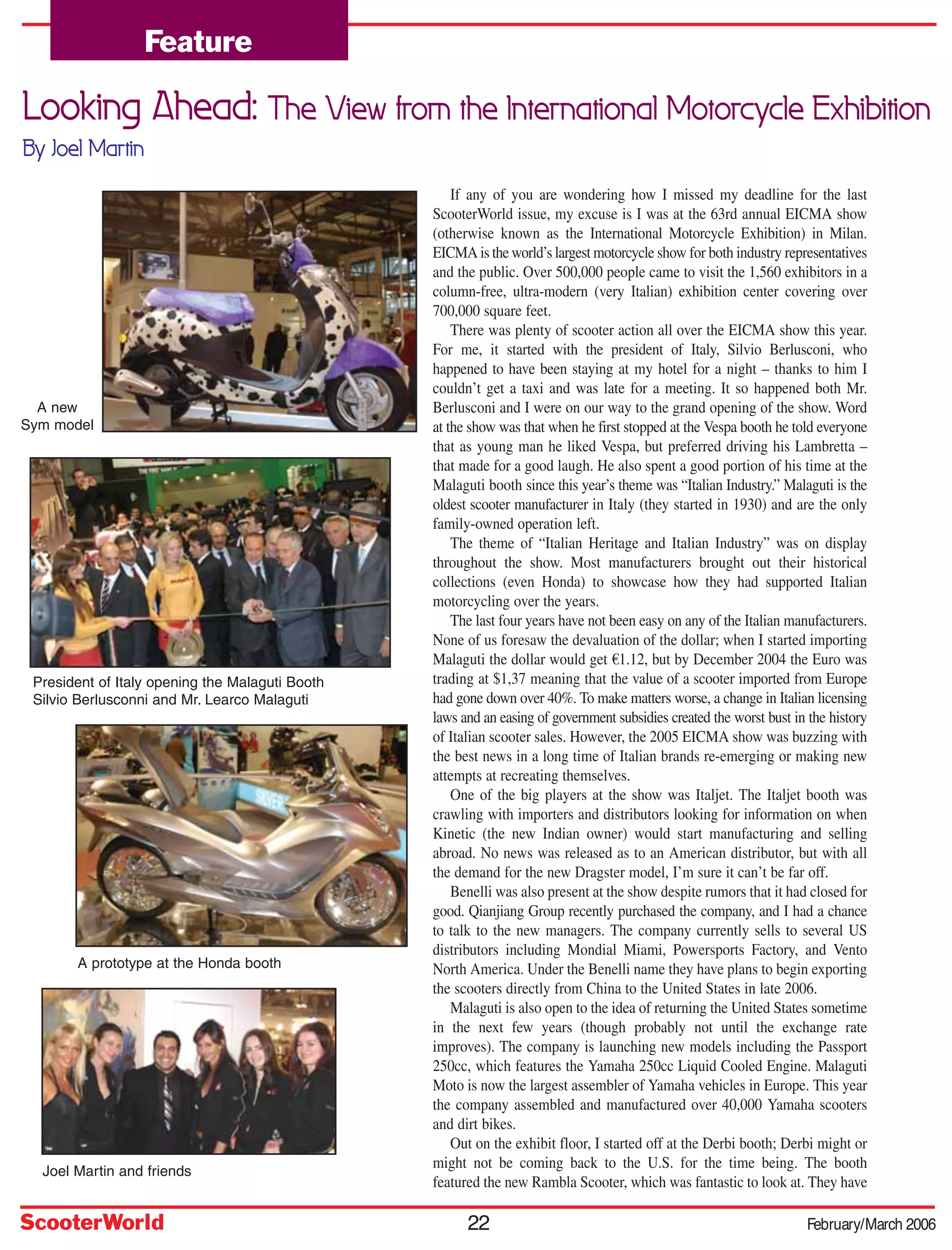 Scooter World Magazine - Update from EICMA by Joel Martin | PDF ...