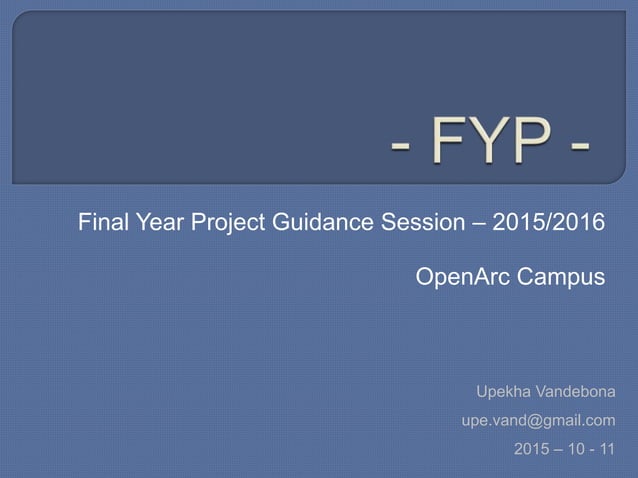 Software Engineering - Final Year Project Guidance | PPT