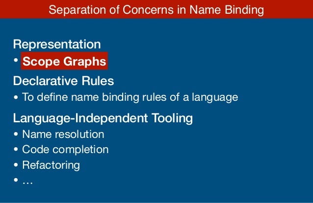 Scope Graphs: A fresh look at name binding in programming languages Scope Graphs: A fresh look at name binding in programming languages