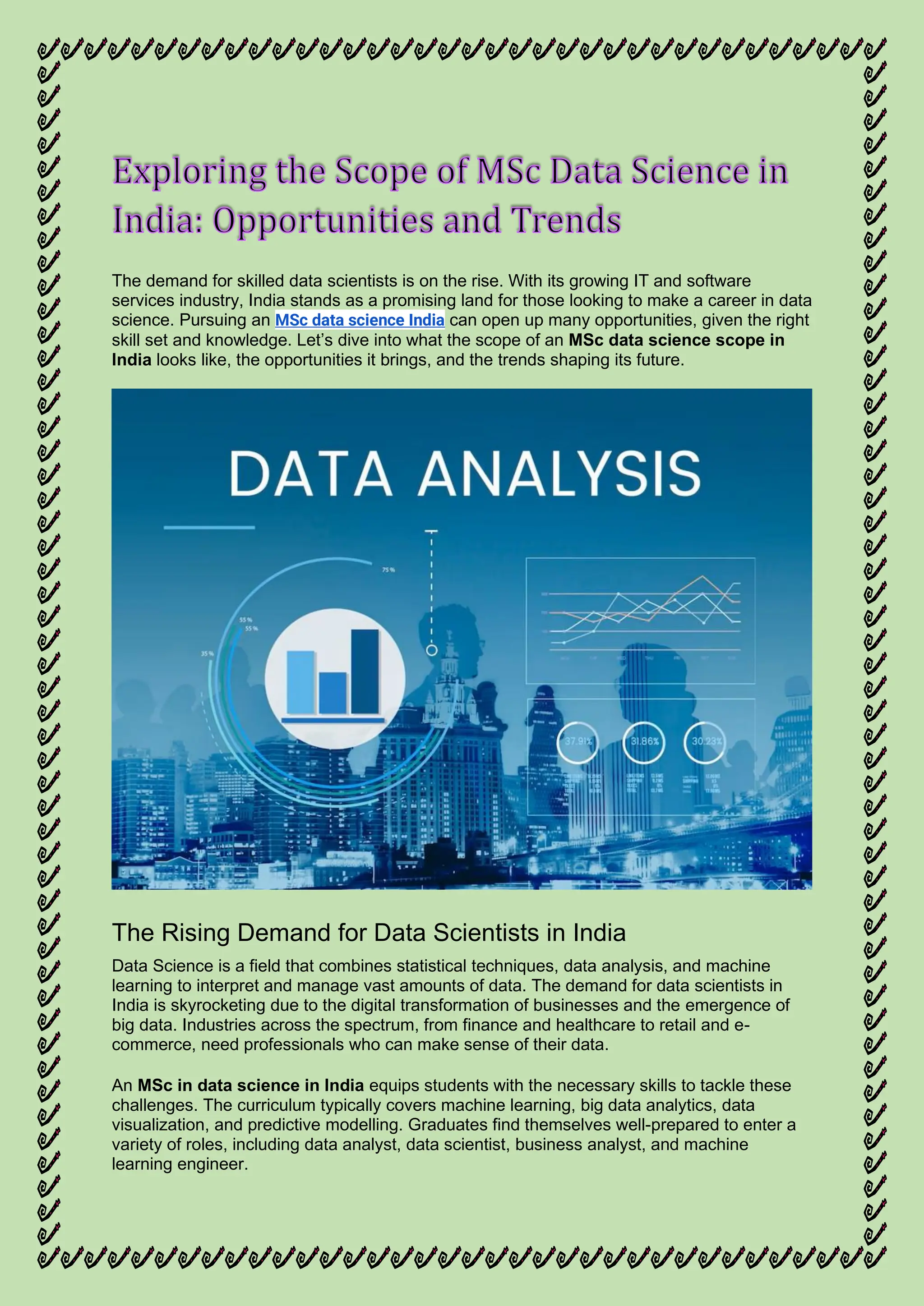 Exploring The Scope Of Msc Data Science In India Opportunities And