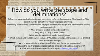 Scope and Delimitation for practical research in grade 12 | PPTX ...