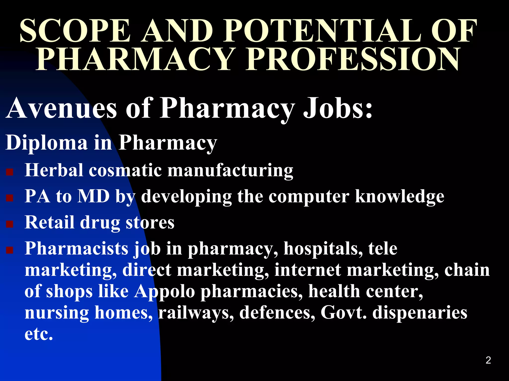 Scope and potential_of_pharmacy_profession | PPTX | Pharmaceutical ...