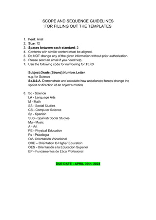 SCOPE AND SEQUENCE GUIDELINES FOR FILLING OUT THE TEMPLATES.docx
