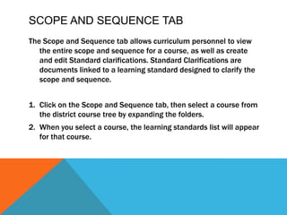 Scope and sequence tab | PPTX