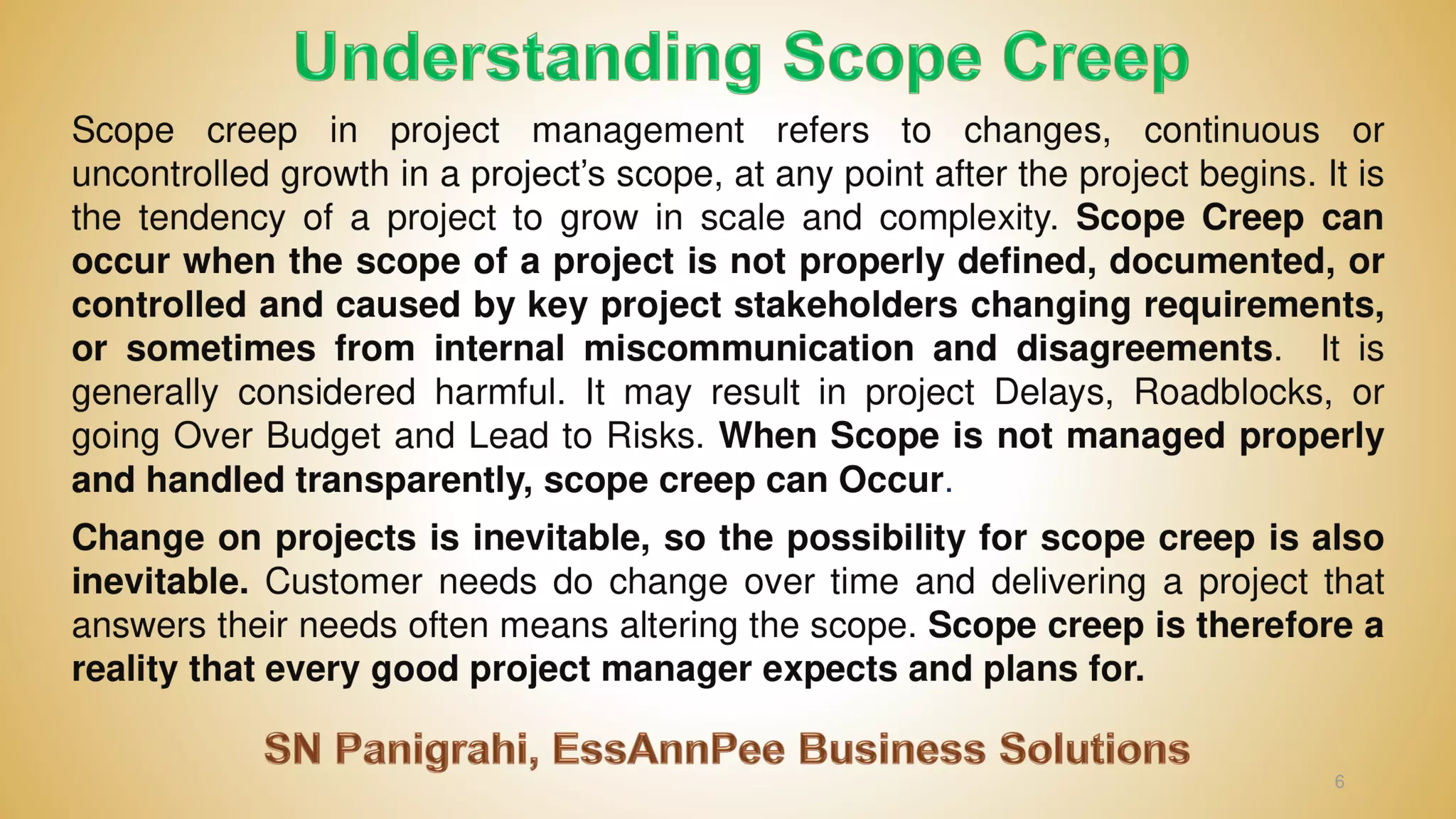 What is Scope Creep in Project Management? By SN Panigrahi | PPT