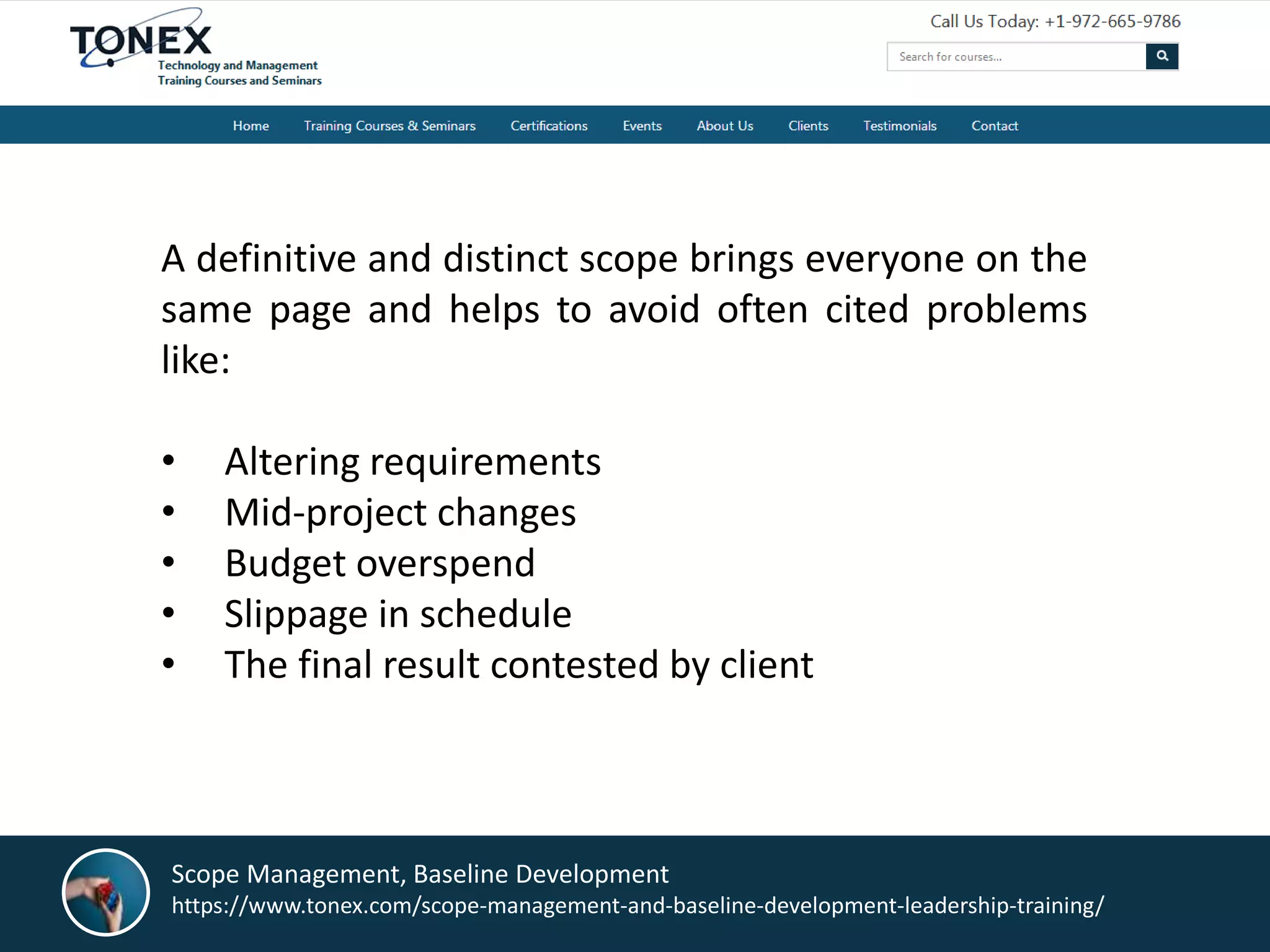 Scope management and baseline development, Project management, Identify ...