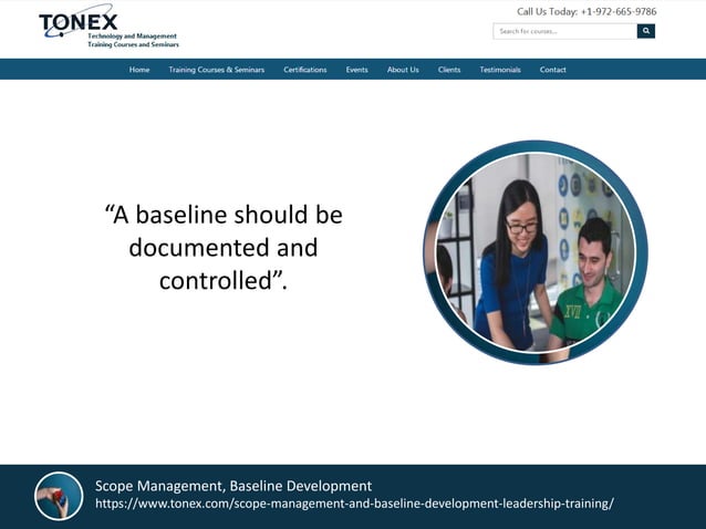 Scope management and baseline development, Project management, Identify ...