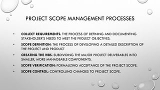 Project scope selection and management file. | PPT