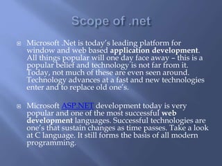 Scope of .net for ppt | PPT