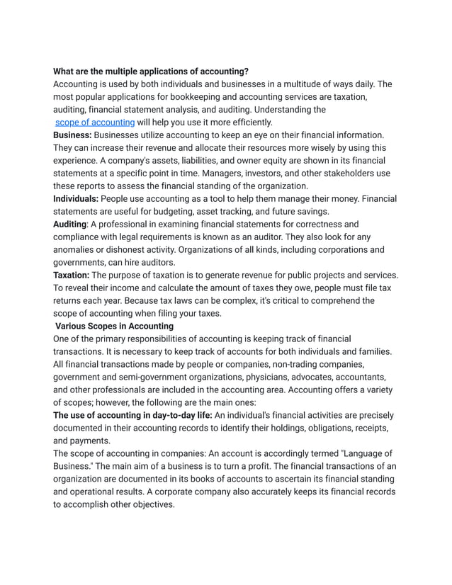 Understanding the Scope of Accounting | PDF