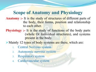 Scope of anatomy & physiology HAP I BP101T | PPTX