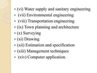 Scope of civil engineering,Role of civil Engineer in Society | PPTX