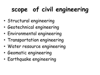 Scope of civil engineering | PPTX