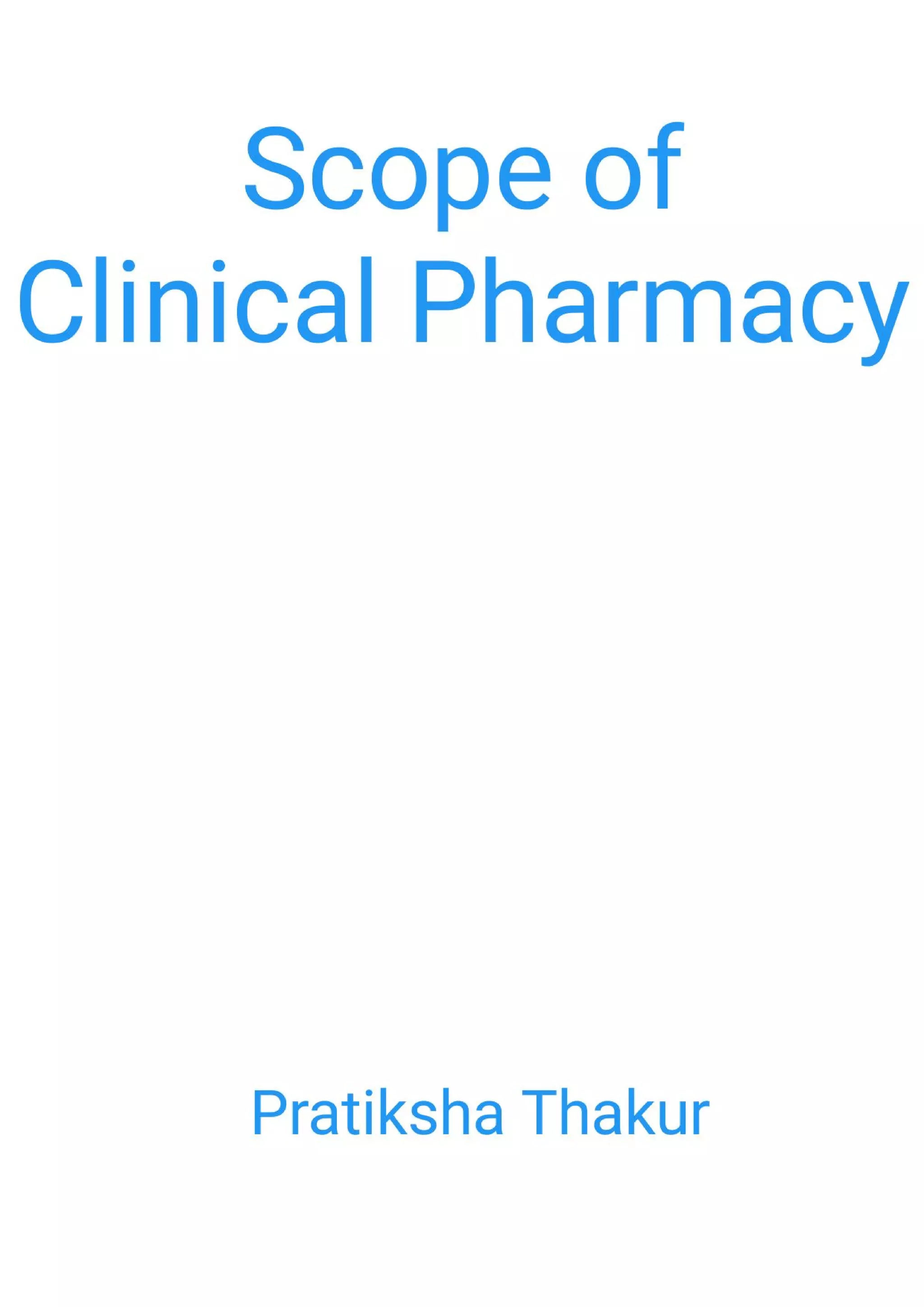 Scope of Clinical Pharmacy | PDF