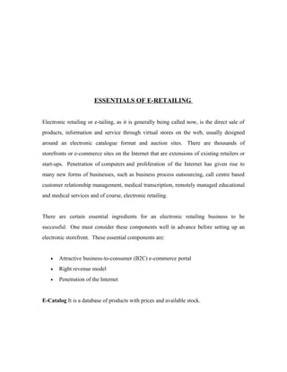 Scope of e retailing in india | DOC