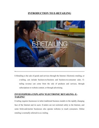 Scope of e retailing in india | DOC