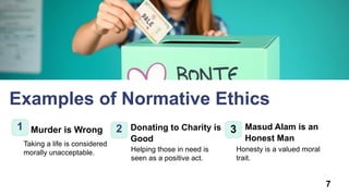 The scope of ethics encompasses moral principles guiding human behavior ...