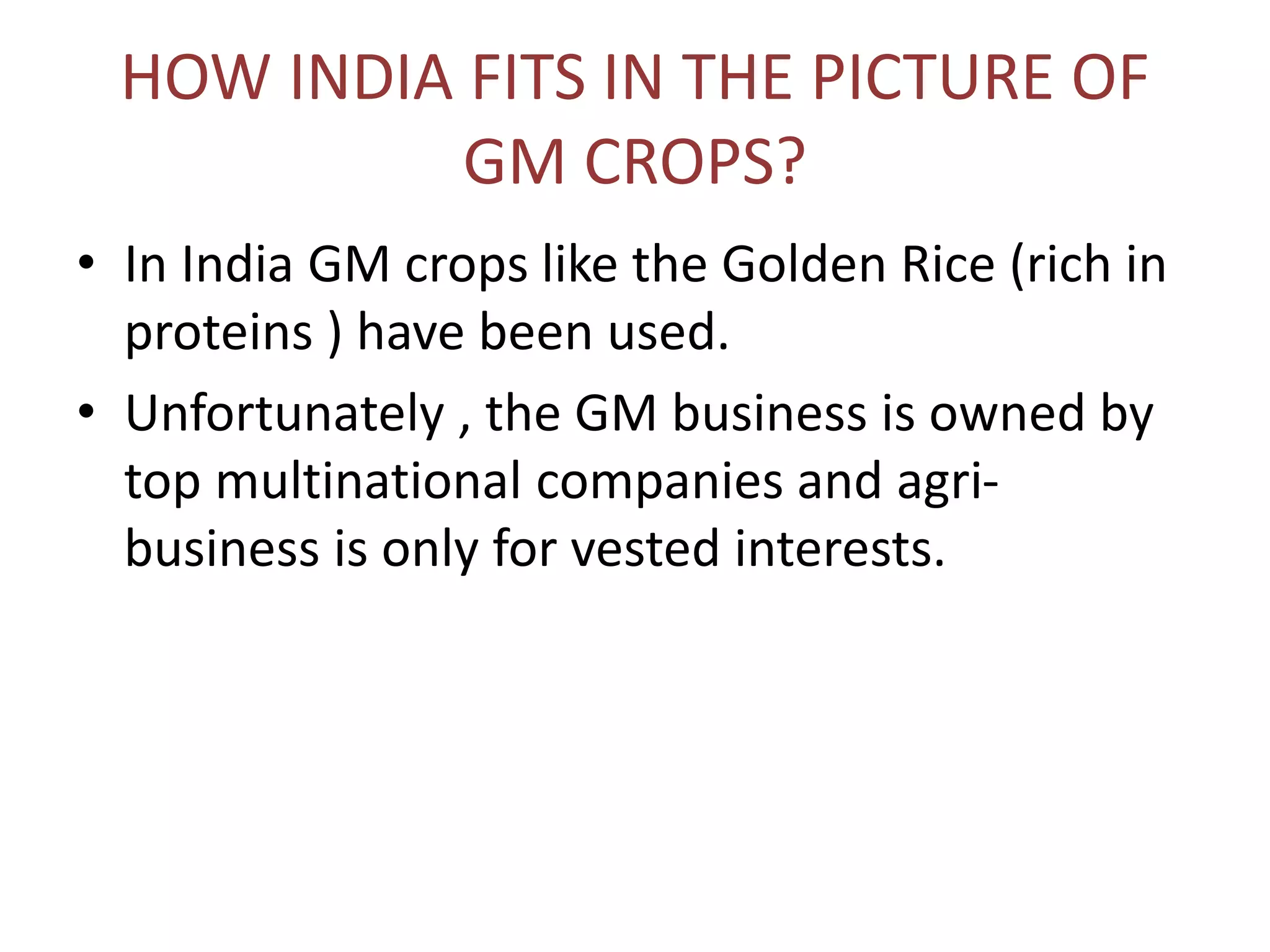 Scope of GM crops in india | PPTX