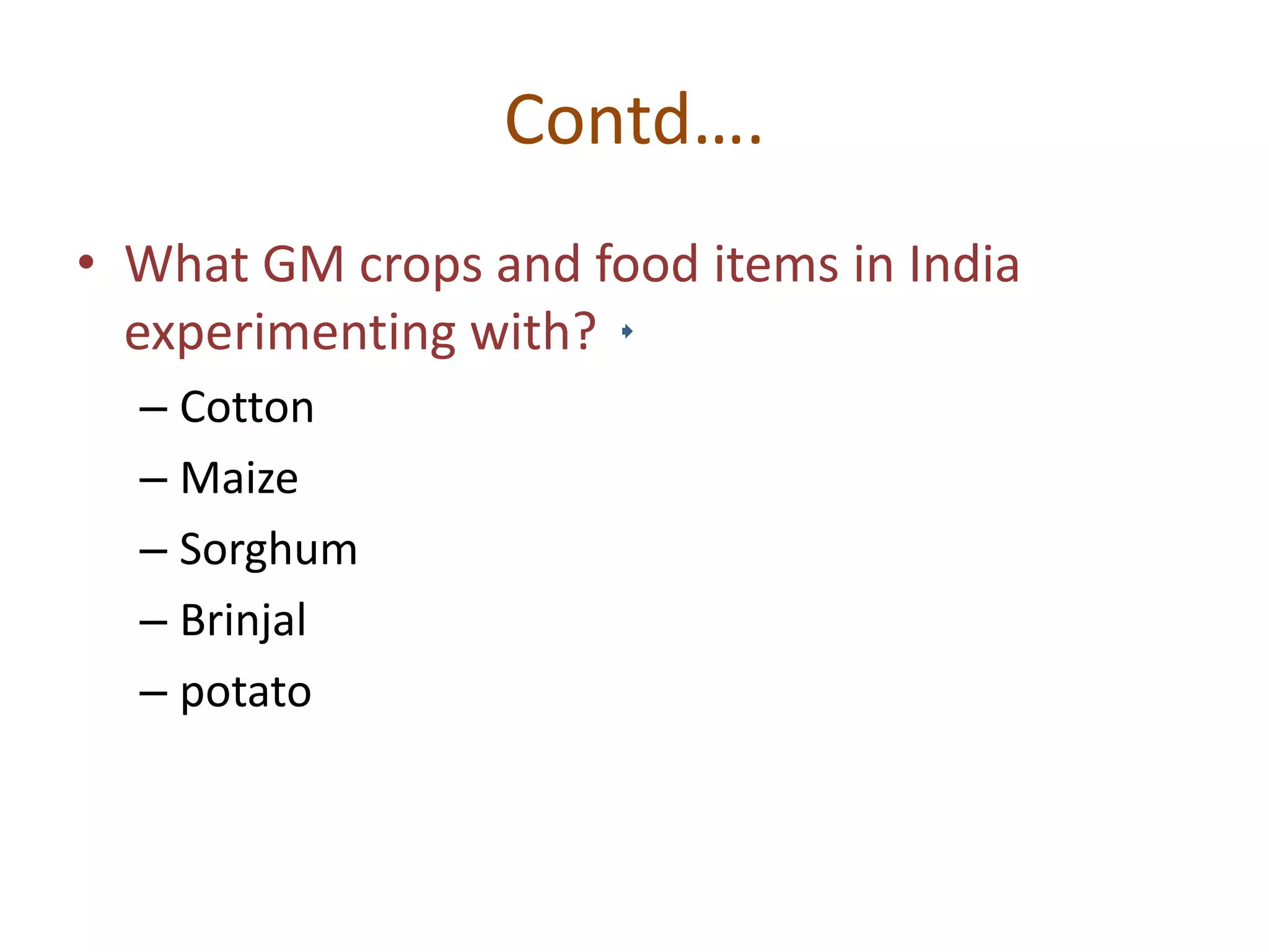 Scope of GM crops in india | PPTX