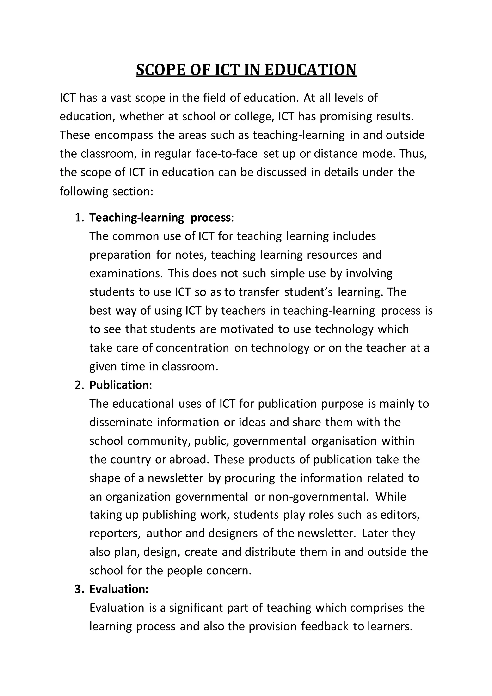 Scope of ict in education | DOCX
