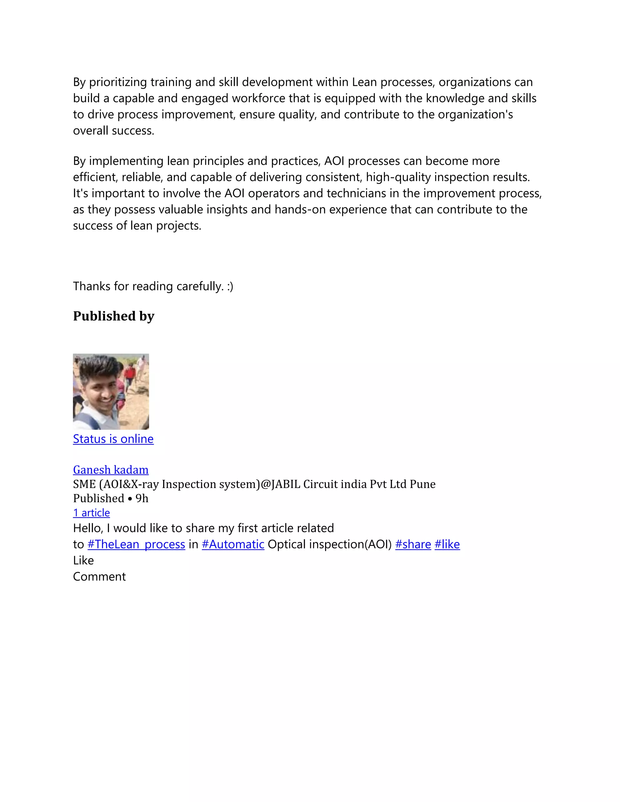 Scope of lean process in AOI (Automatic optical inspection ).pdf ...