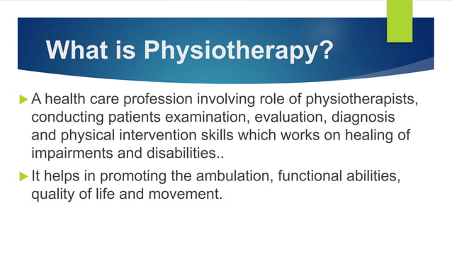 Scope of physiotherapy ipd and opd | PPTX | Injuries | Diseases and ...