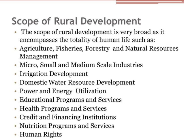 Scope of rural development A Presentation By Mr Allah Dad Khan Visiting ...