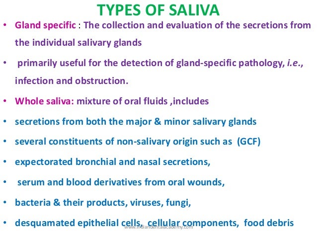Scope of saliva as a diagnostic fluid/prosthodontic courses