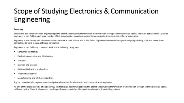 Scope of studying Electronics and Communication Engineering | PPTX