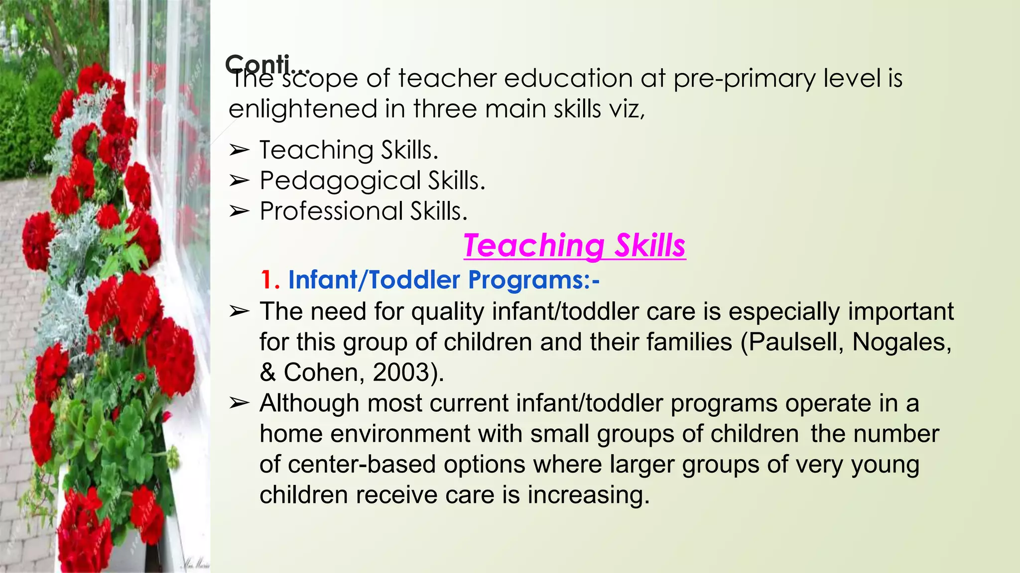 Scope of teacher education at pre primary level by Mudasir Amin | PPTX