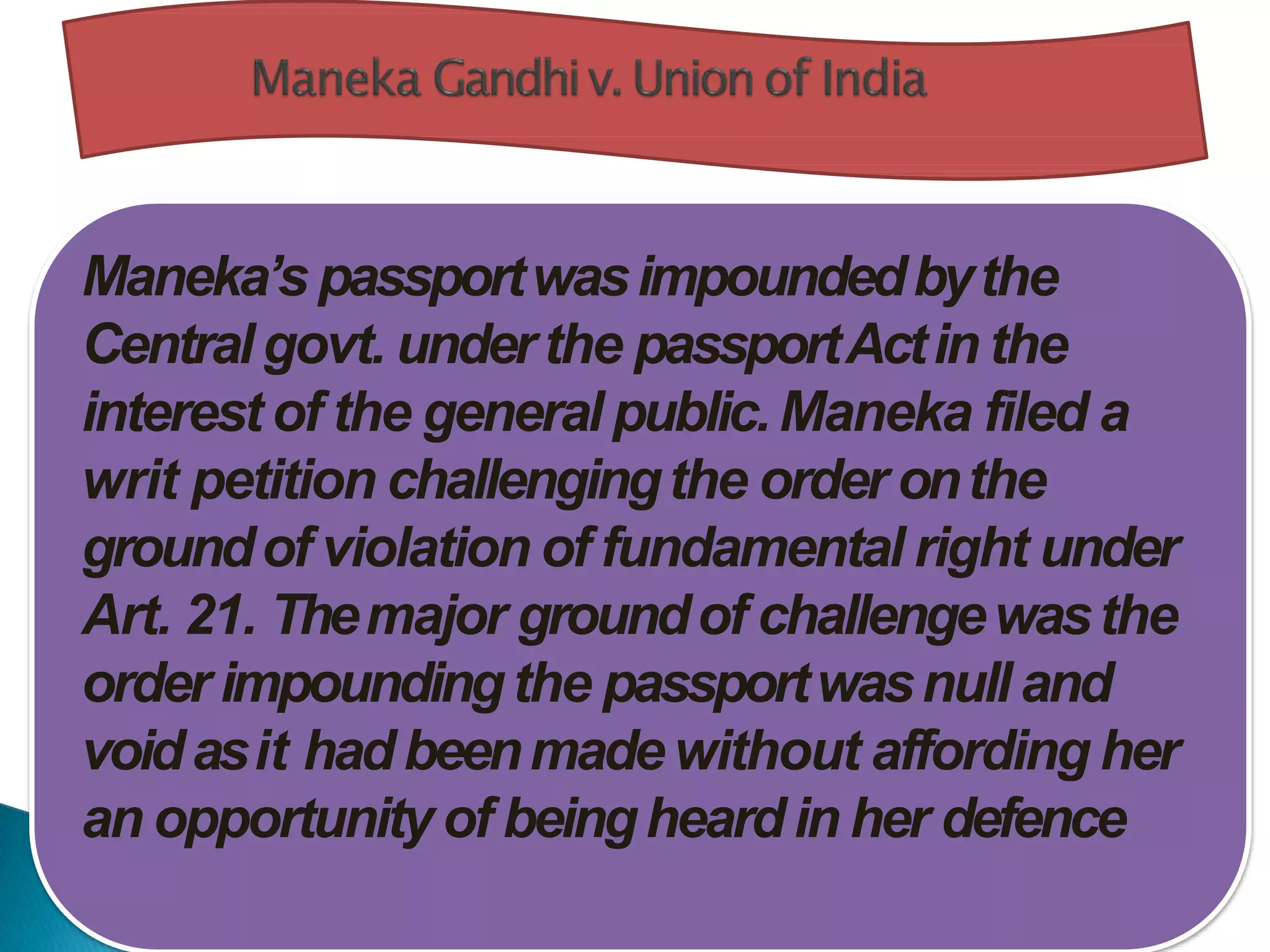 Scope of the right to life and personal liberty under (article 21) | PPTX