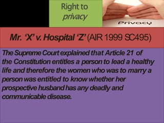 Scope of the right to life and personal liberty under (article 21) | PPT