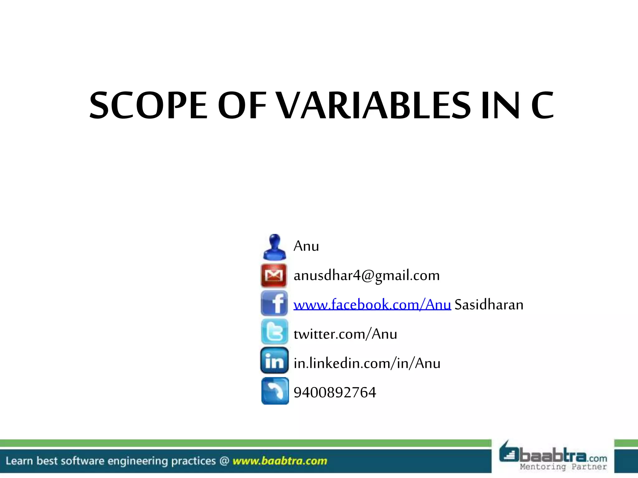 Scope of variables | PPT